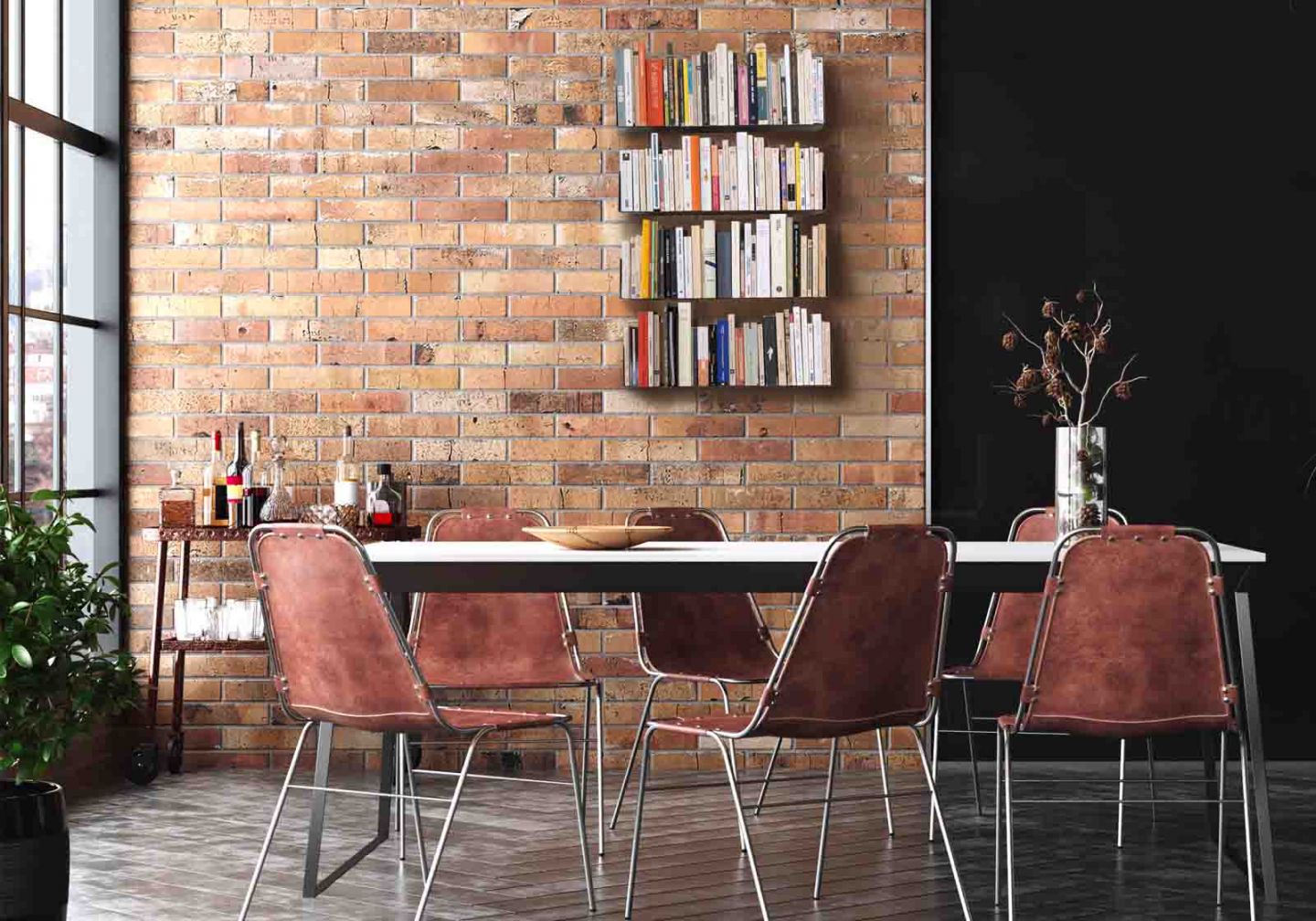 Buy Floating shelves rust colour - 60 x 15 cm - Set of 6