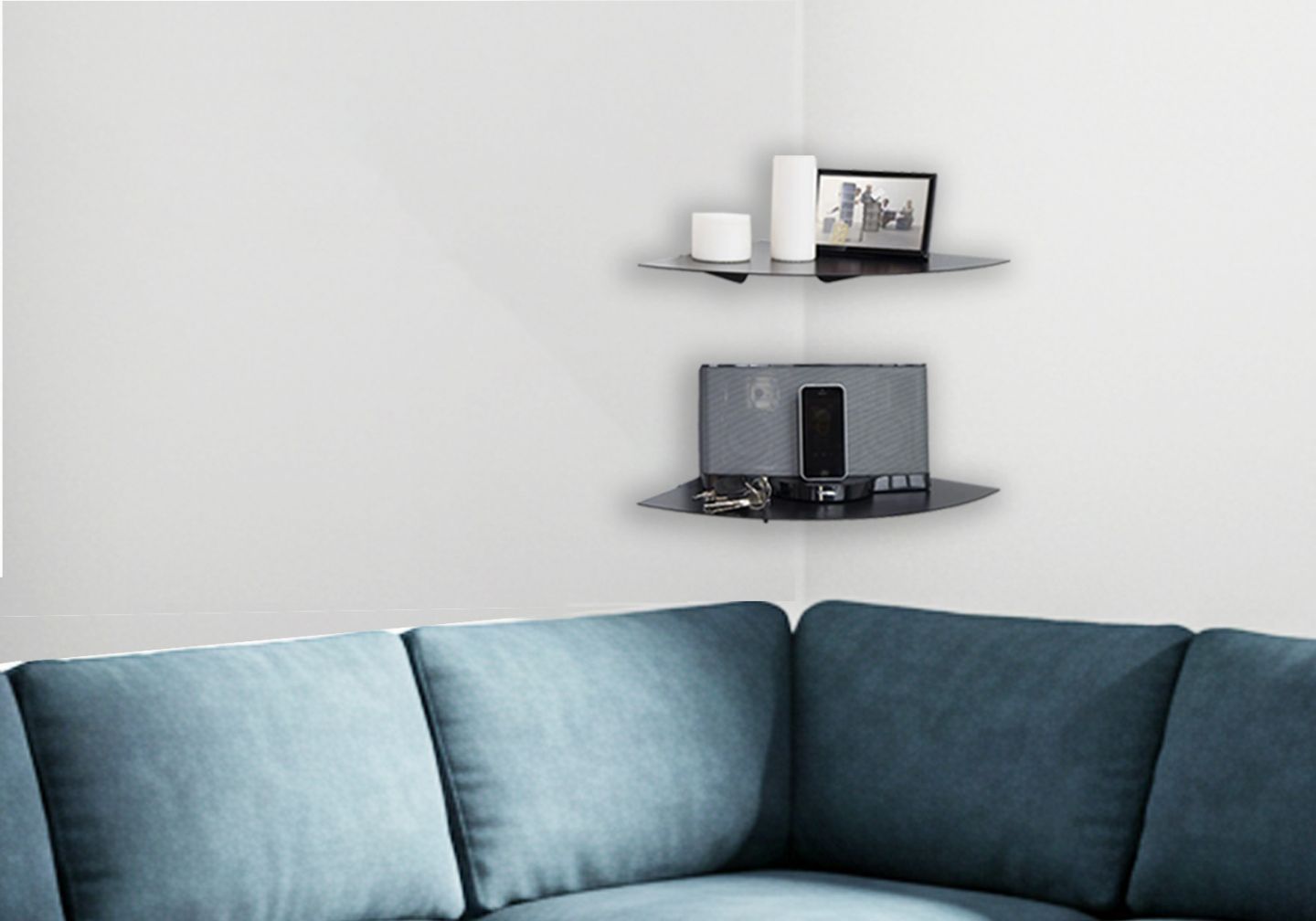 Buy Grey corner shelf 36 cm - Lot of 2