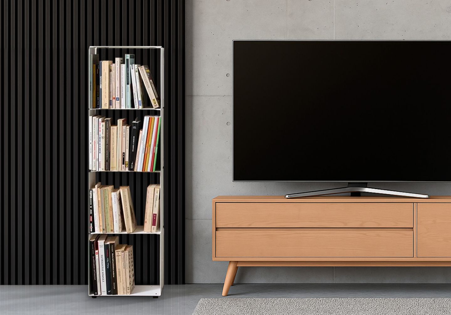 Narrow Bookcase W30 H100 D15 cm - 4 shelves